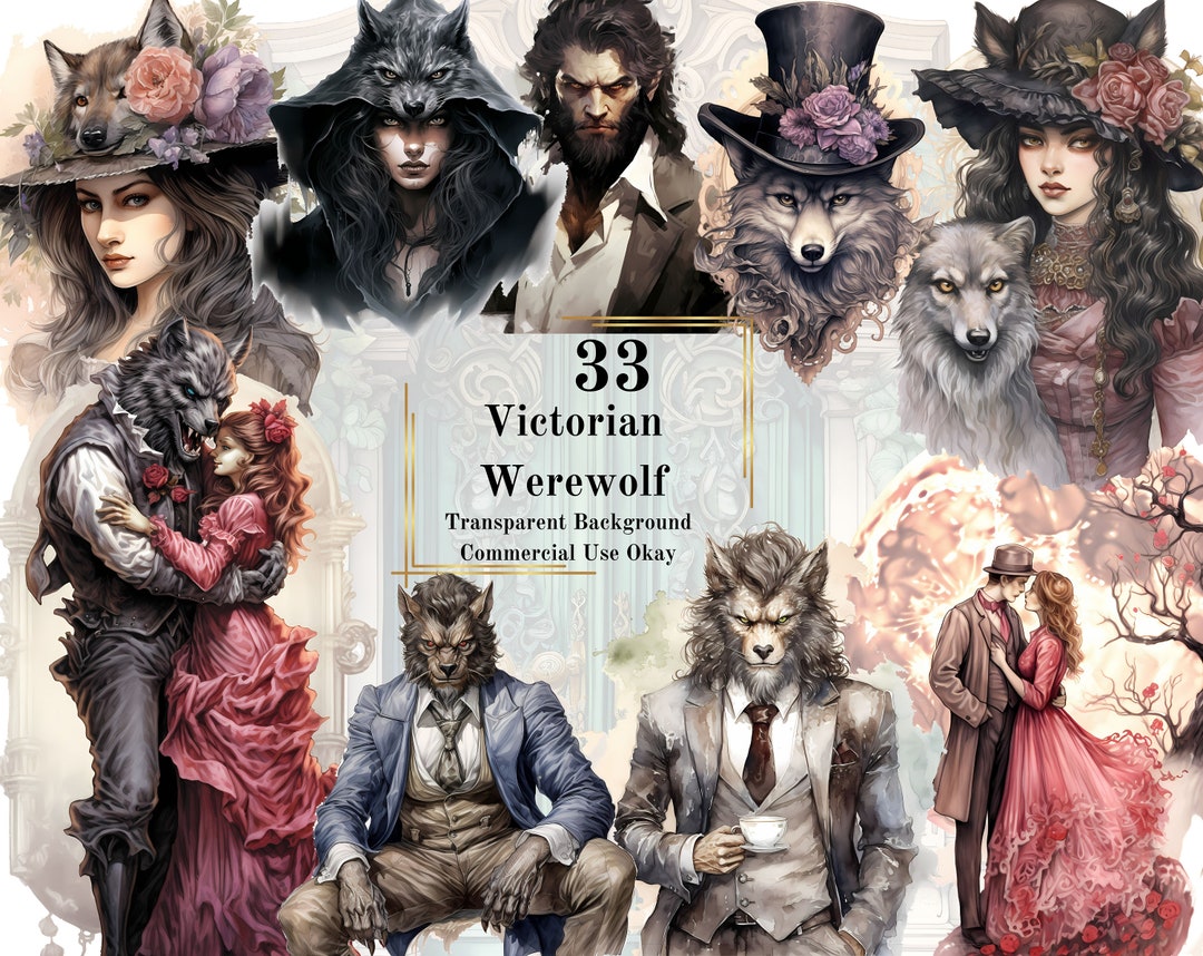 33 PNG Victorian Werewolf Lady Watercolor Clipart: Victorian Vintage ...