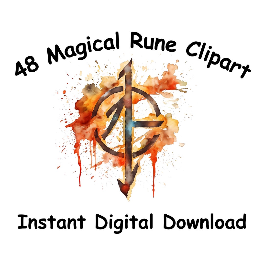 46 Magical Rune Watercolor Rune Clipart Watercolor Clipart Digital ...
