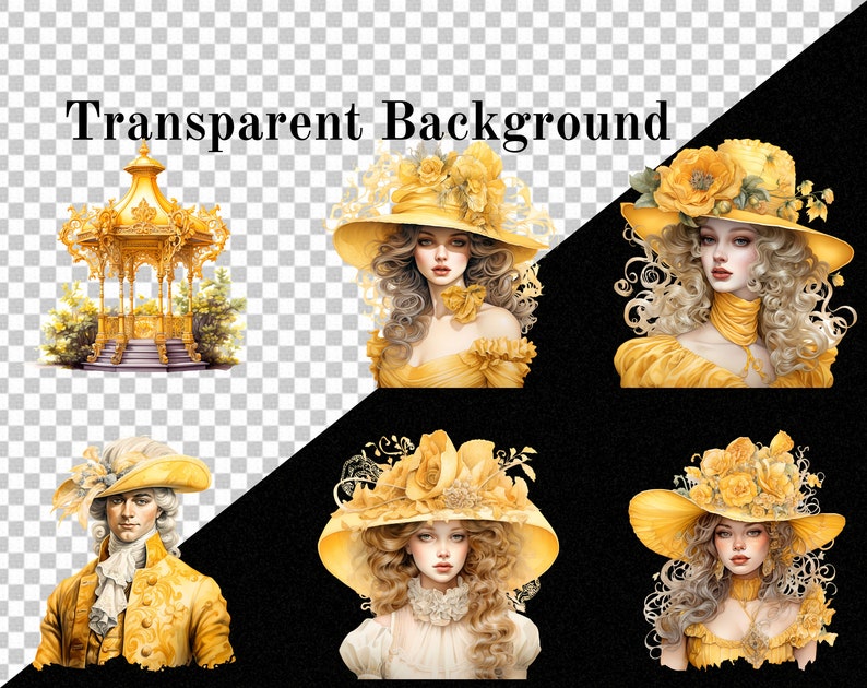 78 PNG Yellow Baroque Rococo Watercolor Clipart: Baroque Vintage ...