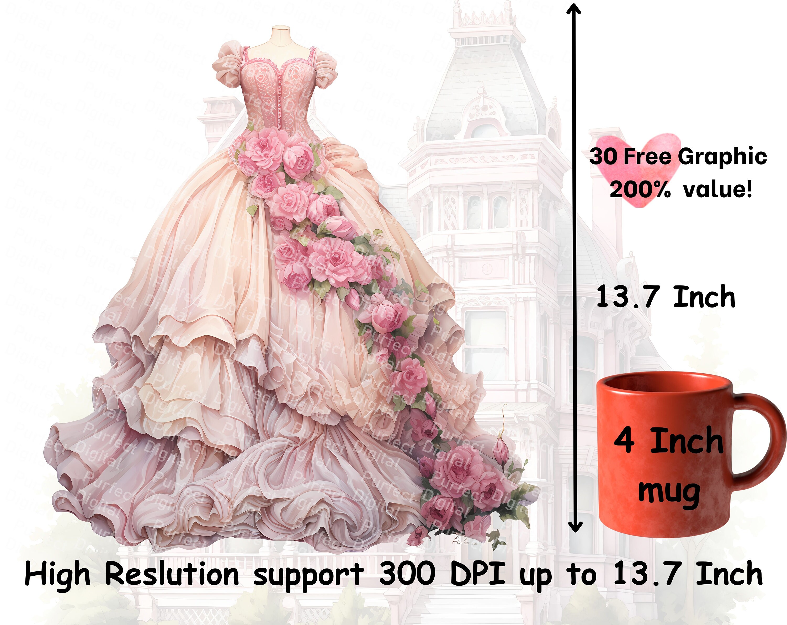 Pink Victorian Watercolor Clipart Bundle 67 PNG Transparent - Etsy