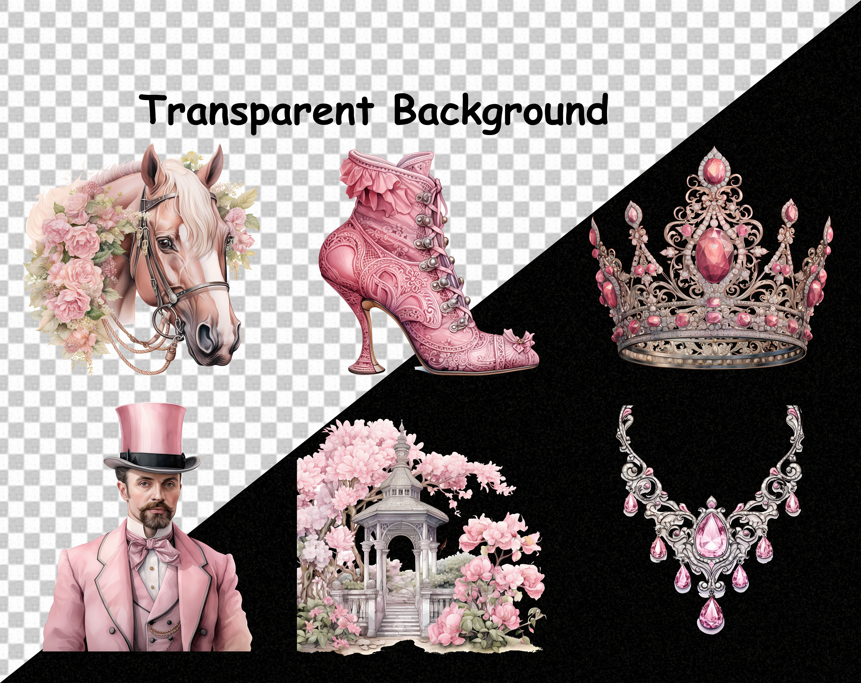 Pink Victorian Watercolor Clipart Bundle 67 PNG Transparent - Etsy