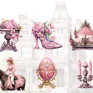 Pink Victorian Watercolor Clipart Bundle – 67 PNG Transparent ...