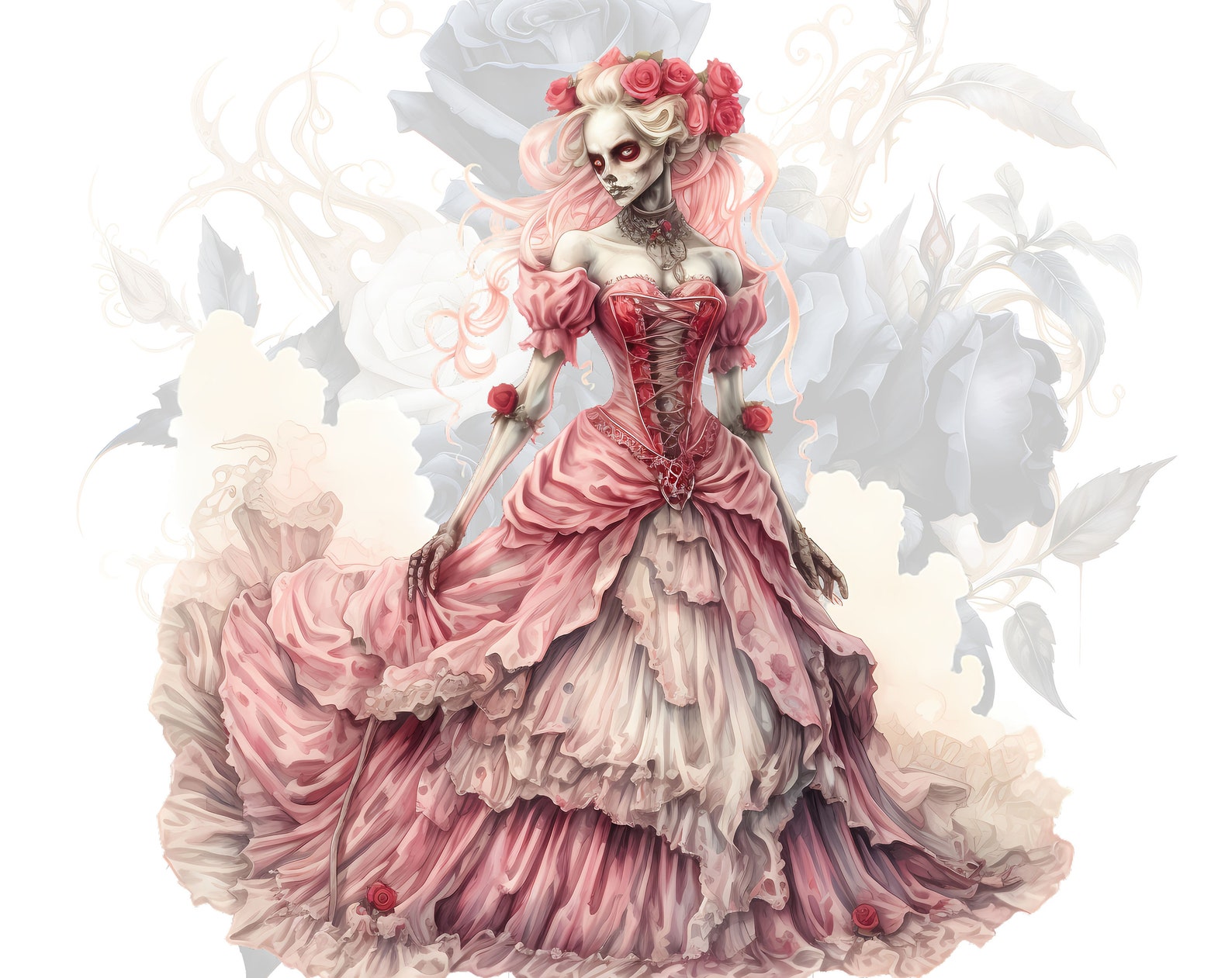 25 PNG Victorian Zombie Watercolor Clipart: Victorian Zombie Horror ...