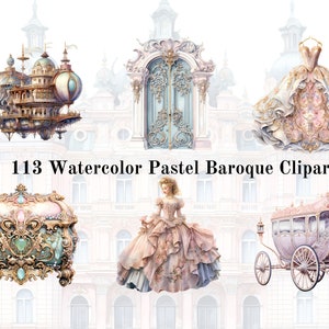 113 PNG Pastel Baroque Rococo Watercolor Clipart: Baroque Rainbow ...