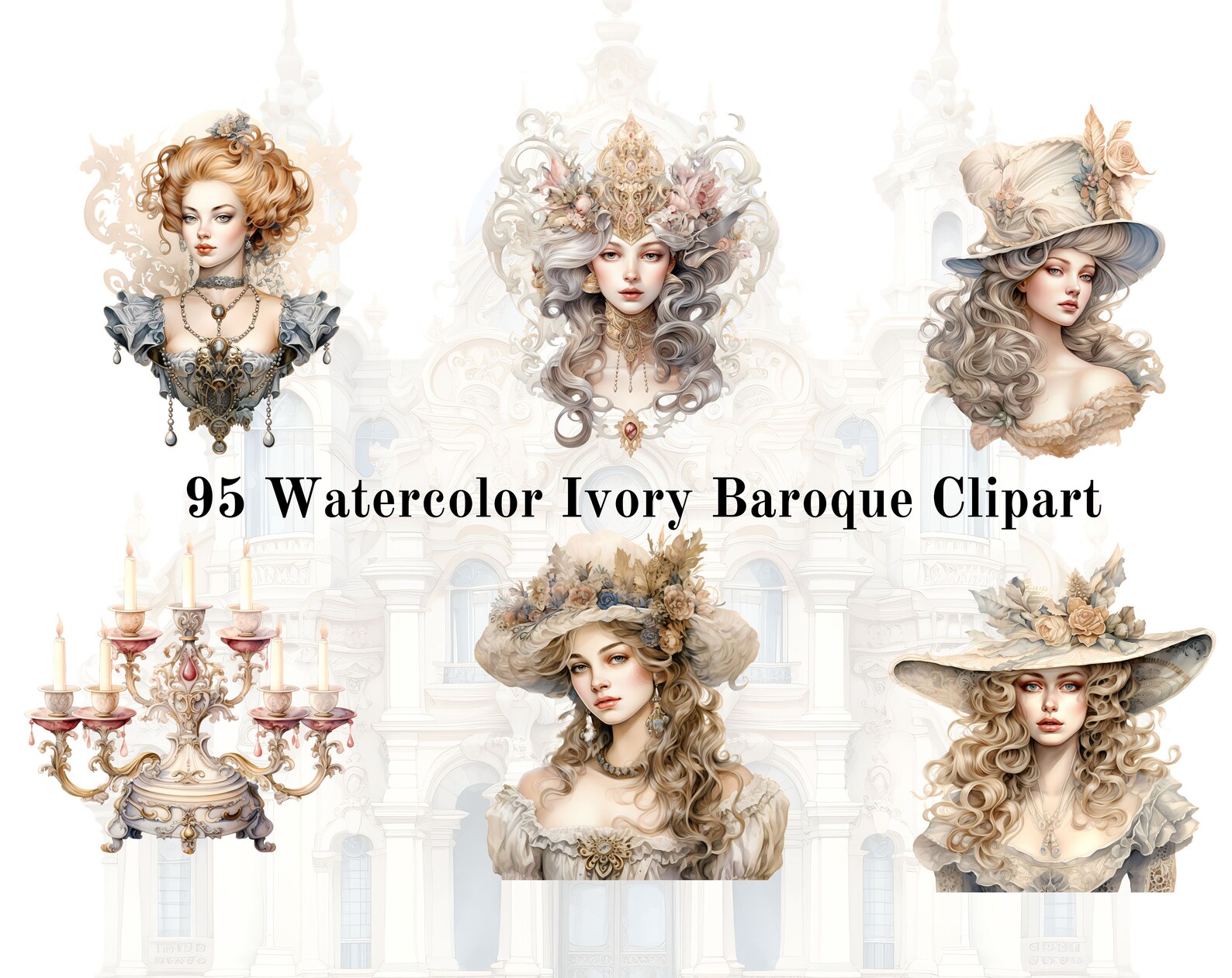95 PNG Ivory Baroque Rococo Watercolor Clipart: Baroque White Clipart ...