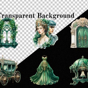 88 PNG Emerald Baroque Rococo Watercolor Clipart: Baroque Green Clipart ...