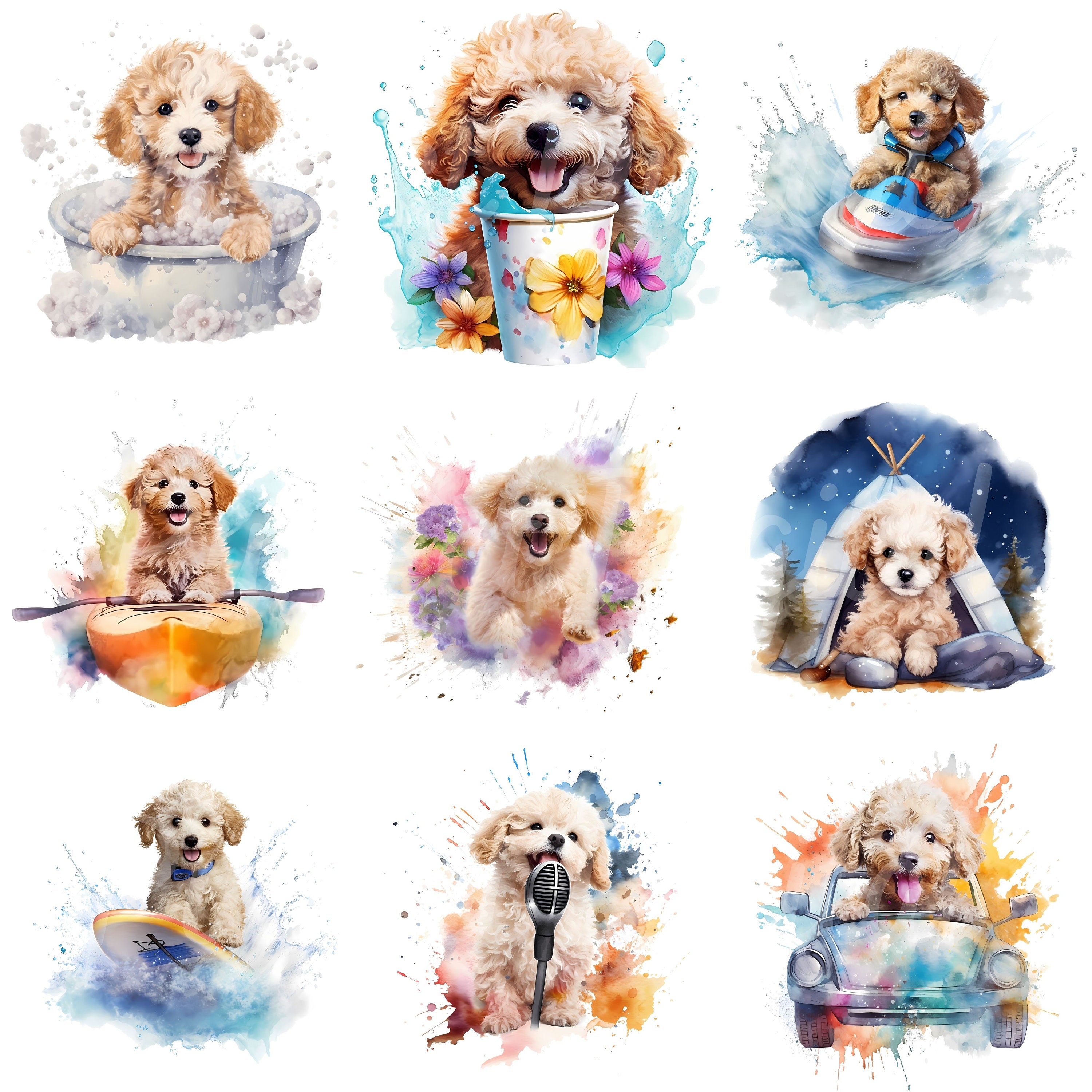 39 Poodle Puppy Watercolor Summer Adventure Time Watercolor Summer ...