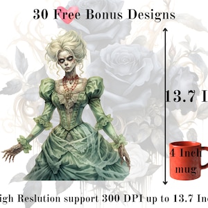 25 PNG Victorian Zombie Watercolor Clipart: Victorian Zombie Horror ...