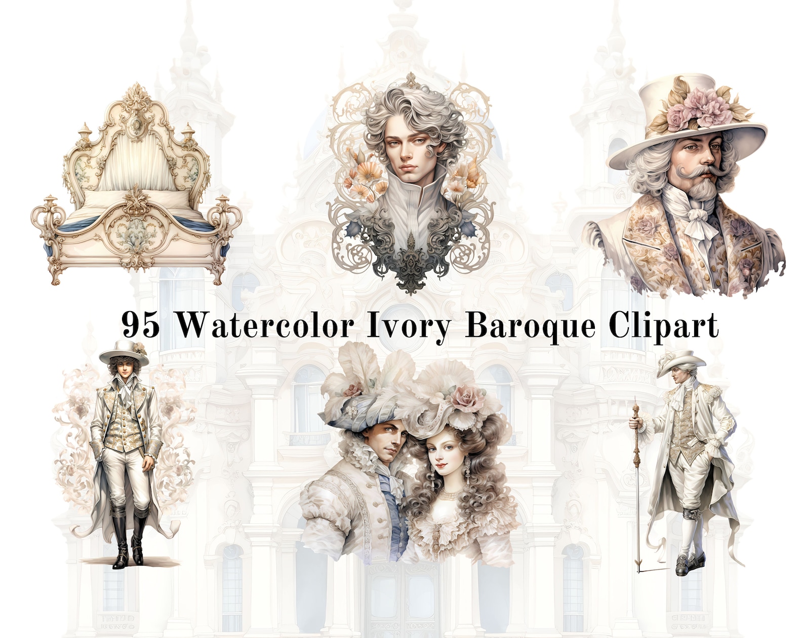 95 PNG Ivory Baroque Rococo Watercolor Clipart: Baroque White Clipart ...