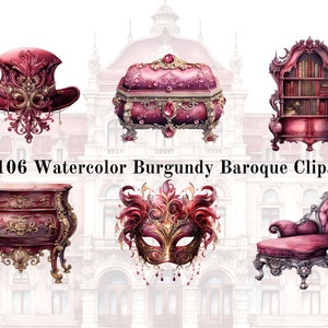 106 PNG Burgundy Baroque Rococo Watercolor Clipart: Baroque Red Clipart ...
