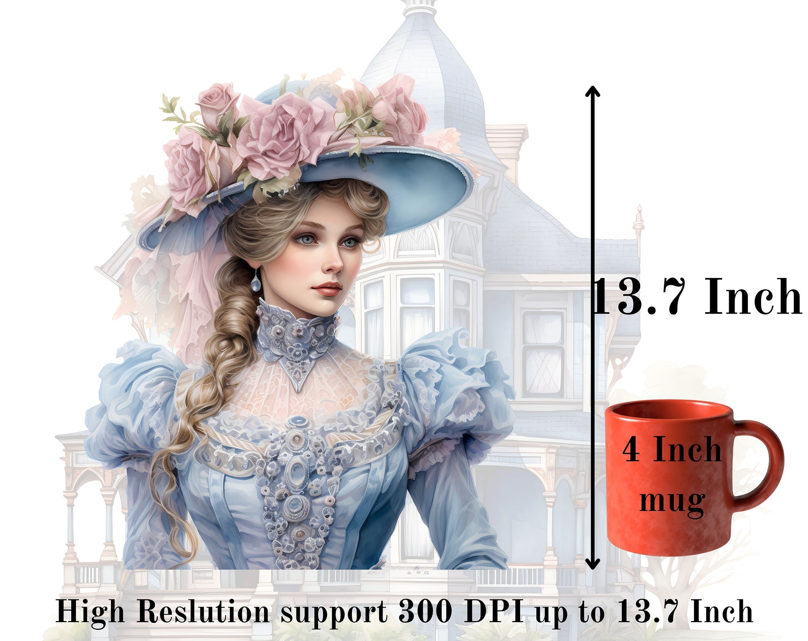 Blue Victorian Watercolor Clipart Bundle – 77 PNG Transparent ...
