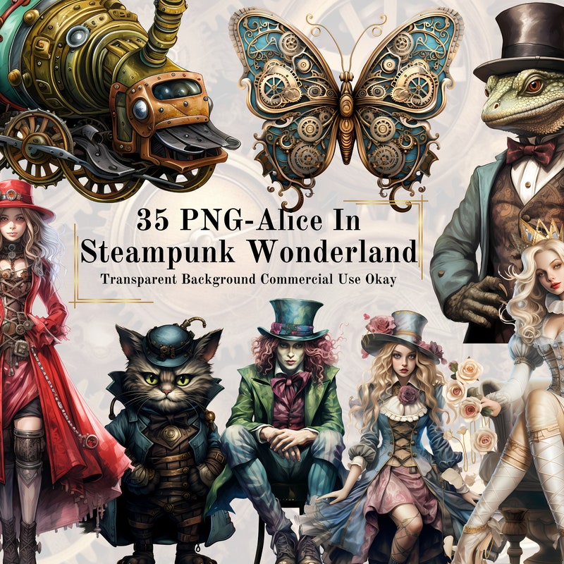 Steampunk Alice Digital Clip Art - Etsy
