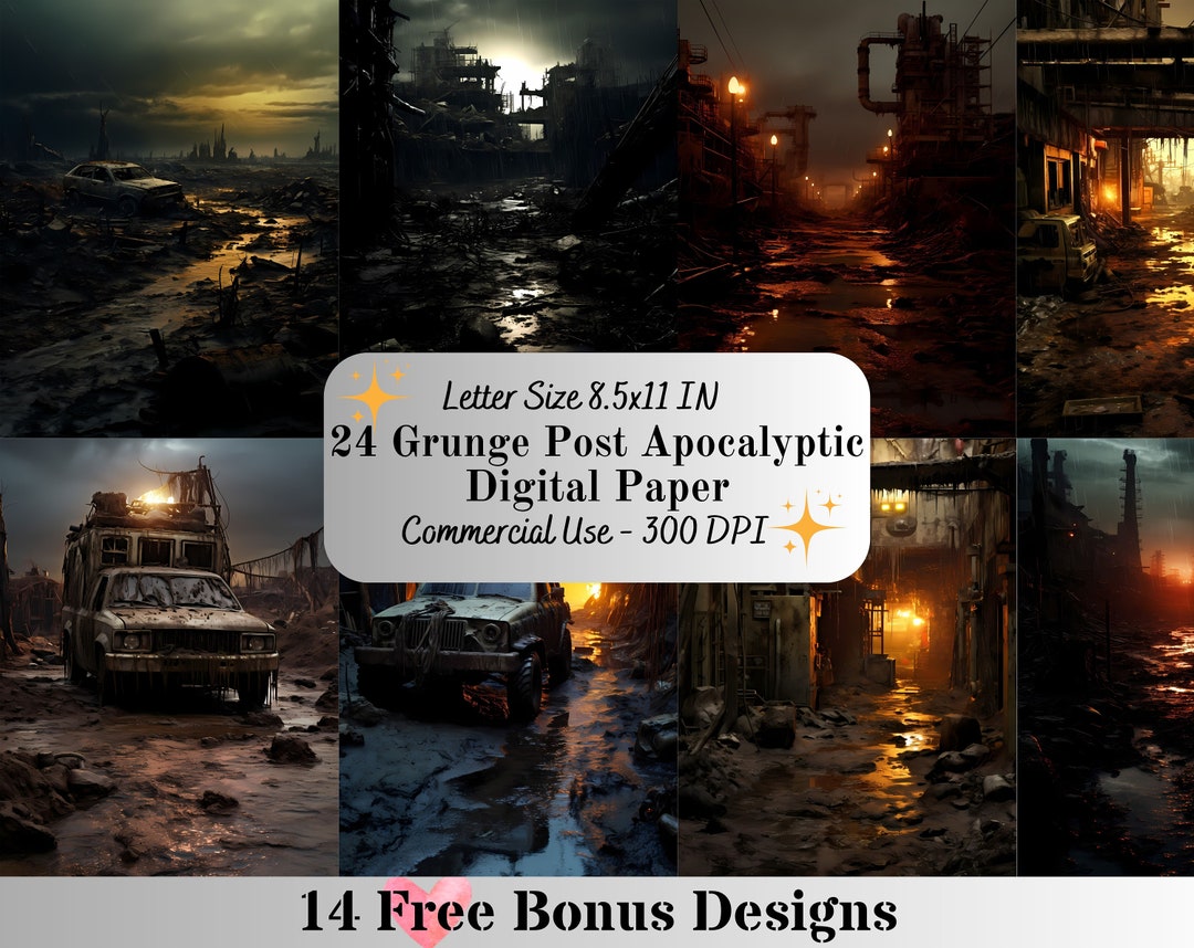 24 Post Apocalyptic Grunge Texture Junk Journal Paper – Letter Size ...
