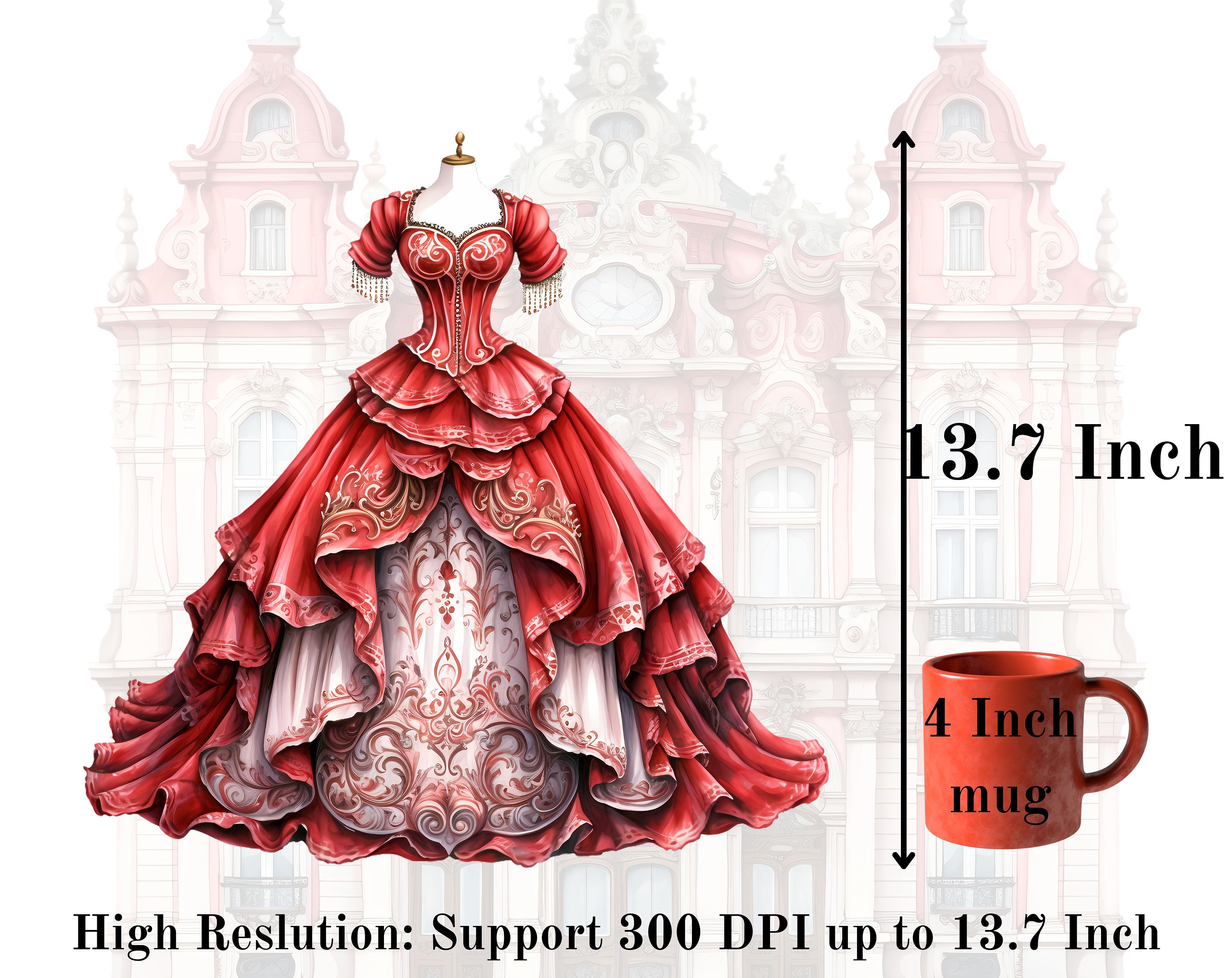 103 PNG Crimson Baroque Rococo Watercolor Clipart: Baroque Red Clipart ...