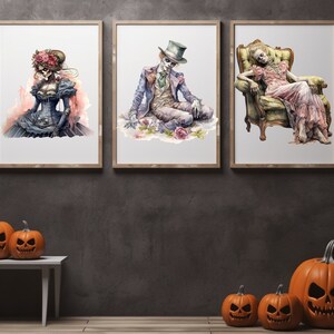 25 PNG Victorian Zombie Watercolor Clipart: Victorian Zombie Horror ...
