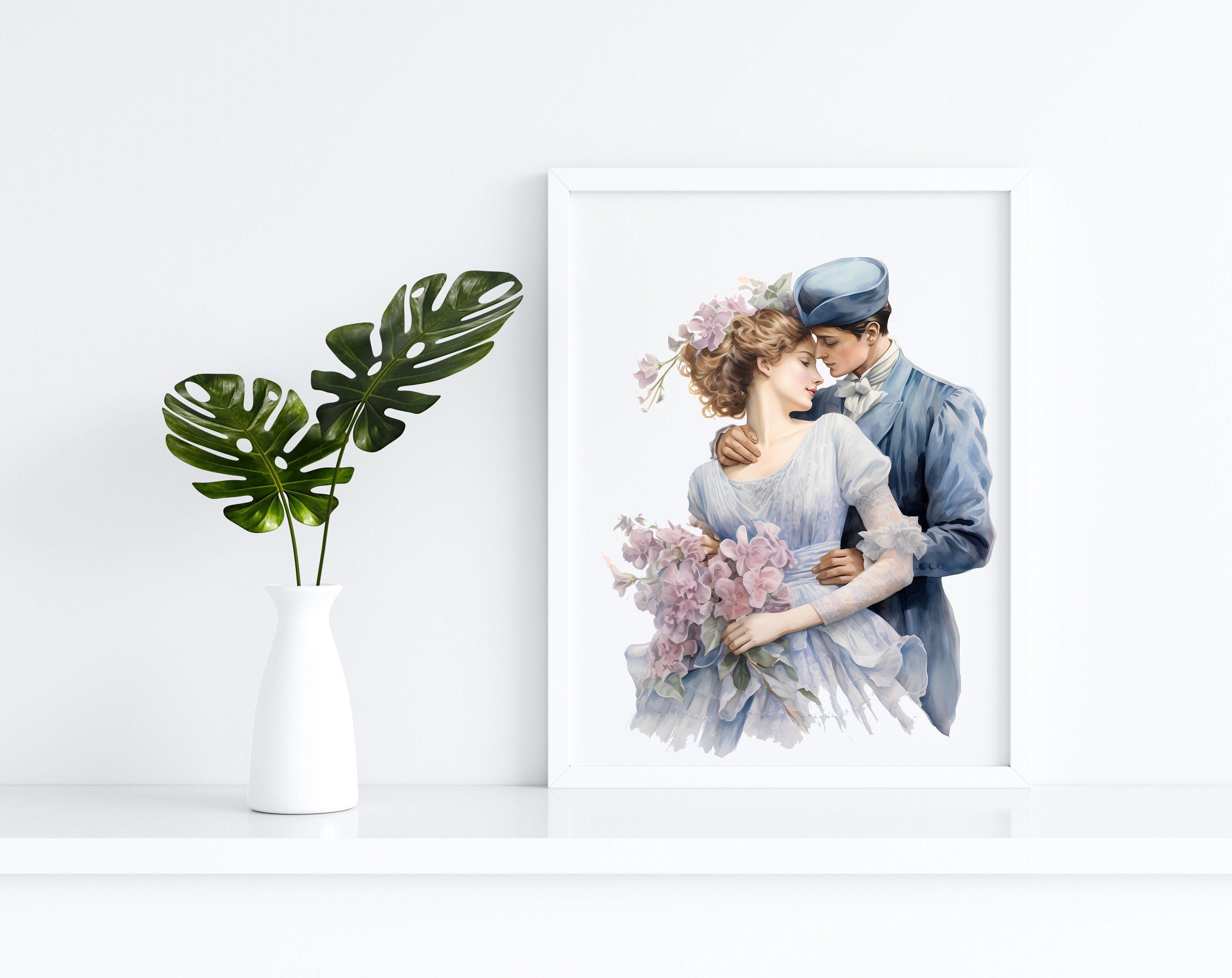 Blue Victorian Watercolor Clipart Bundle 77 PNG Transparent - Etsy