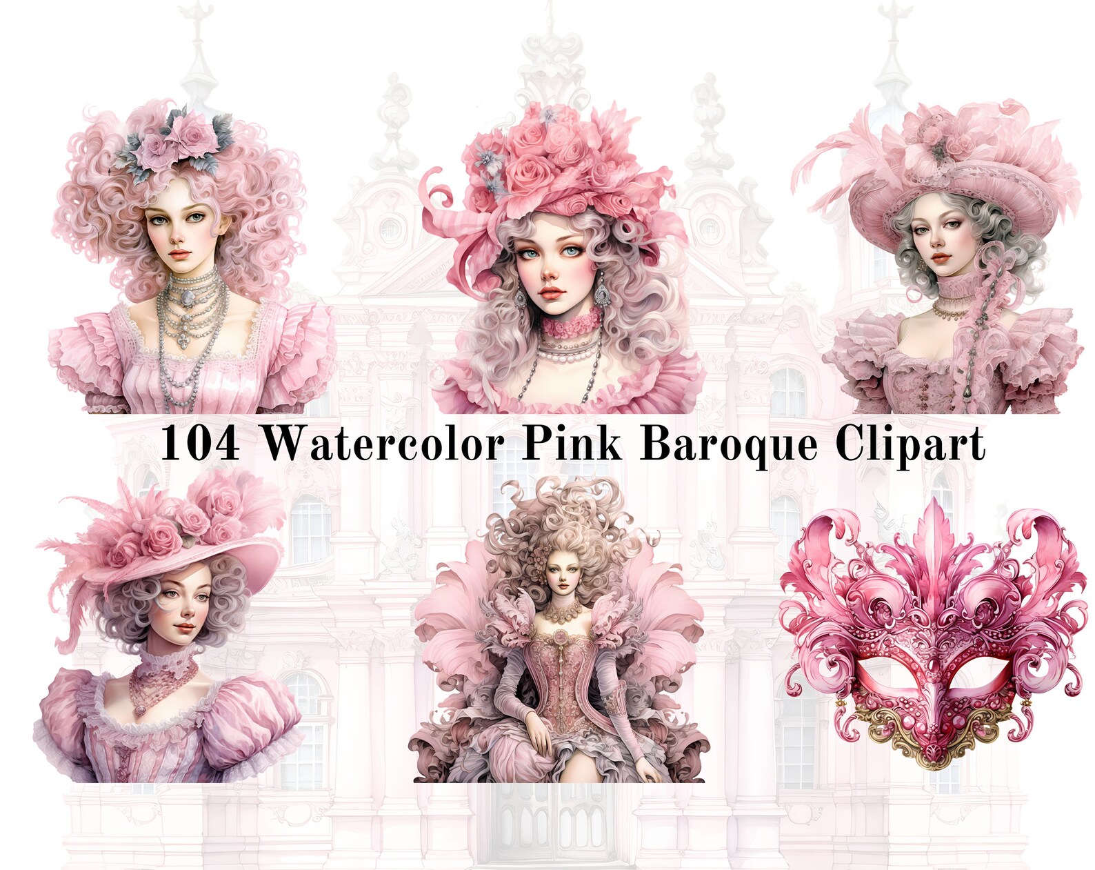 104 PNG Pink Baroque Rococo Watercolor Clipart: Baroque Pink Clipart ...