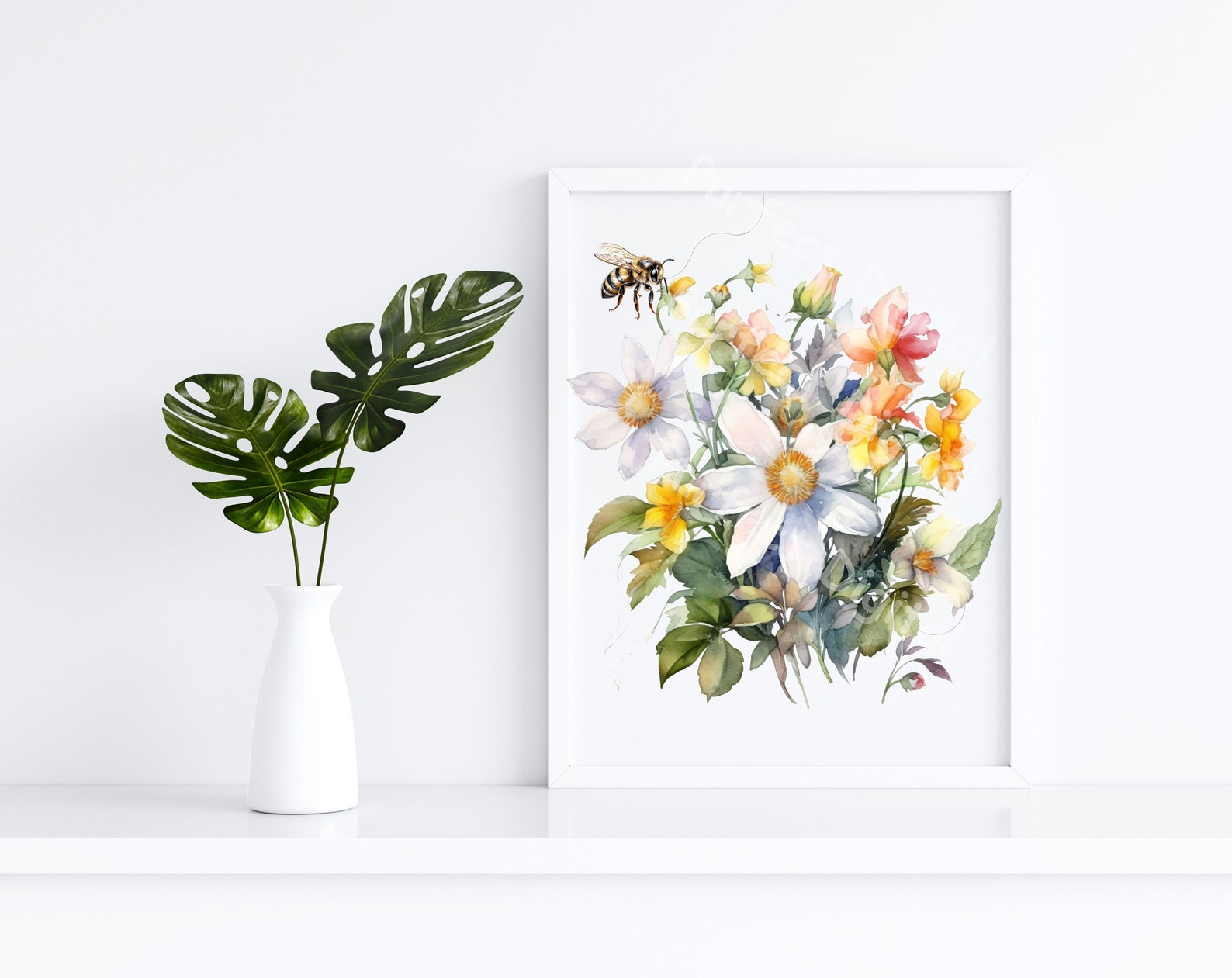 37 Honey Bee Watercolor Flower Watercolor Floral Clipart Watercolor ...