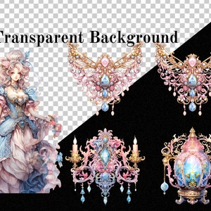 81 Pastel Baroque Watercolor Clipart Bundle –PNG Transparent Background ...
