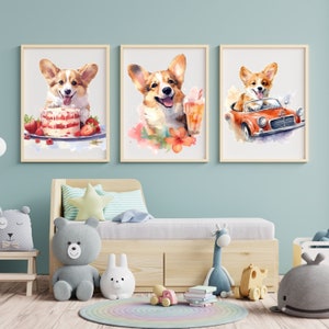 31 Corgi Puppy Watercolor Summer Adventure Time Watercolor Puppy ...