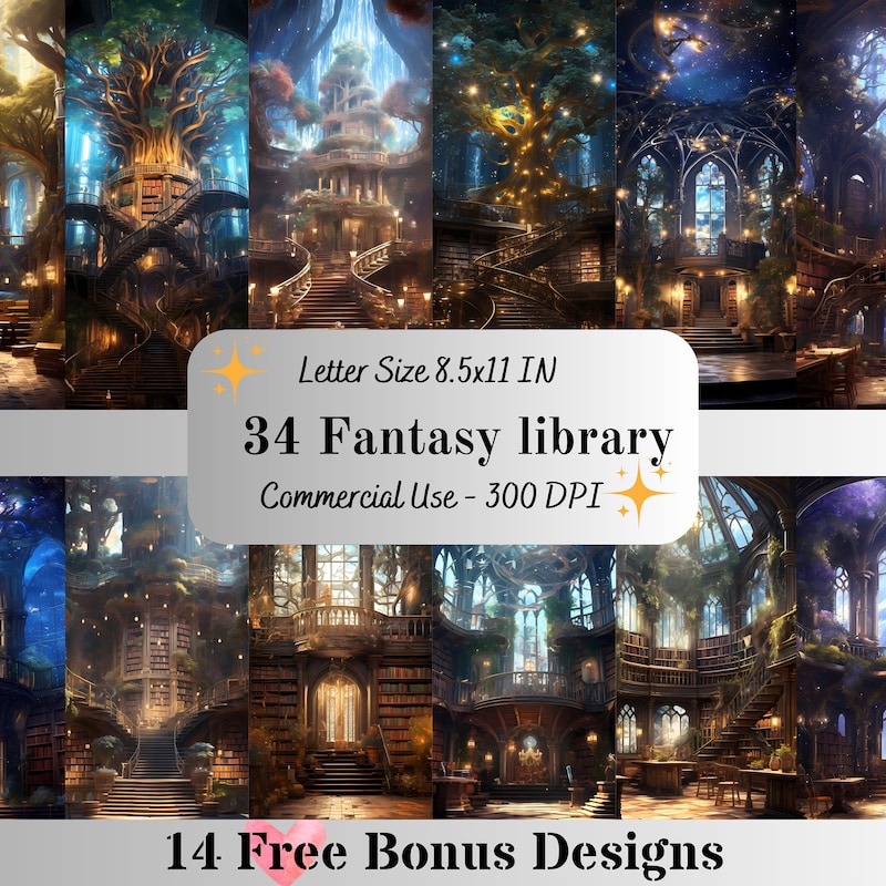 Fairy Library Background - Etsy