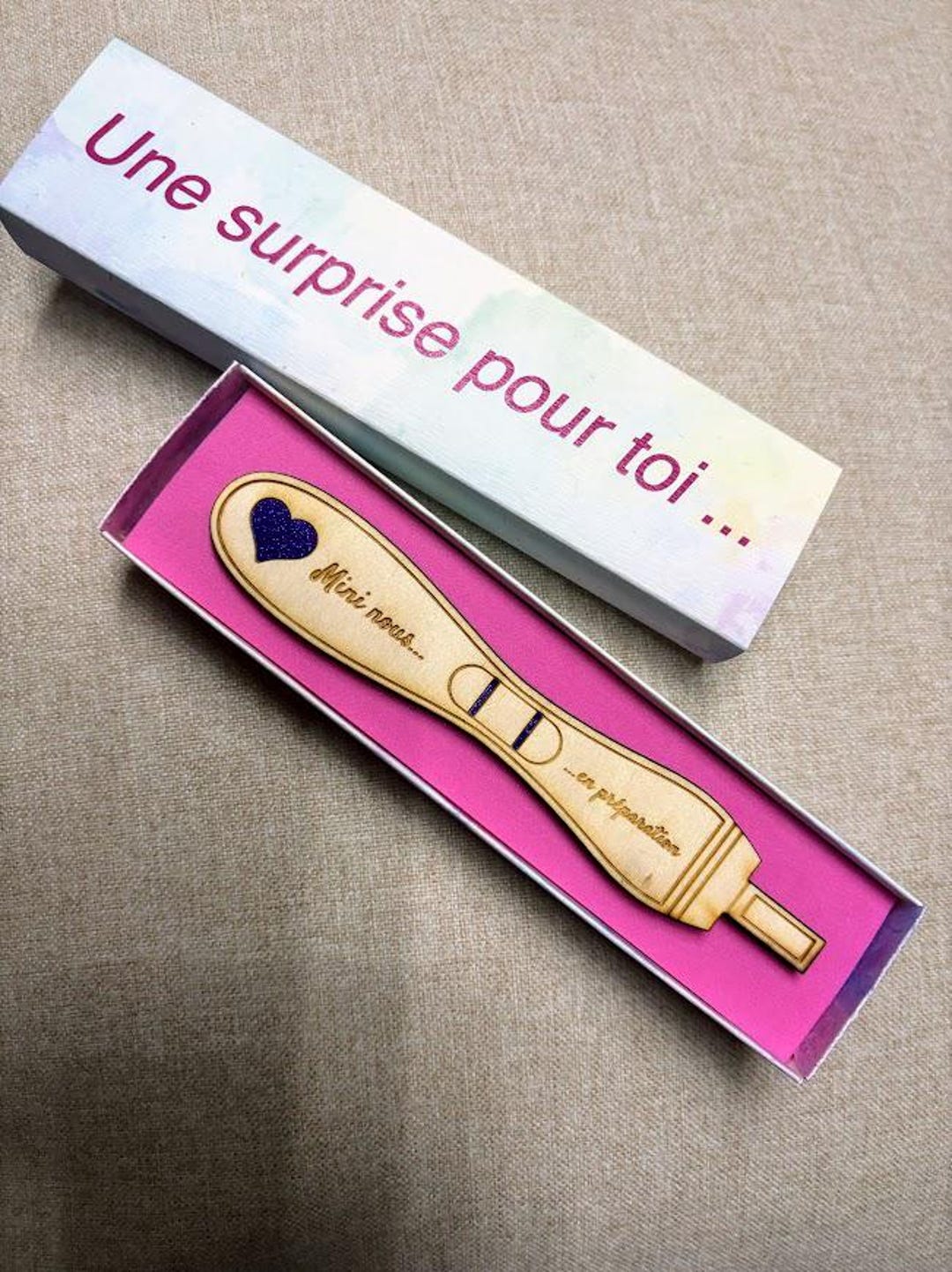 Engraved Wooden Pregnancy Test + Gift Box Original and Emotional ...