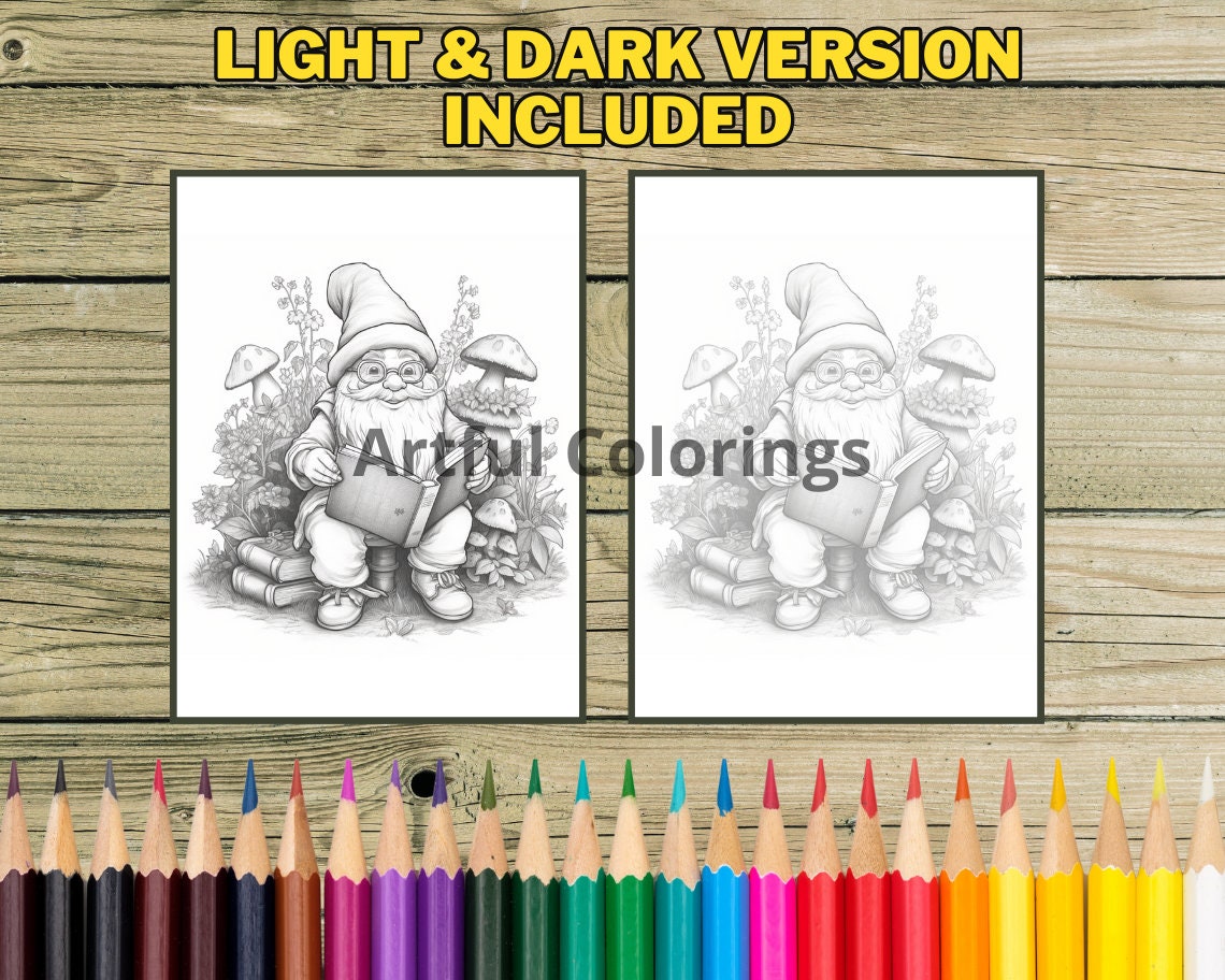 50 Cute Gnome Coloring Book Pages for Kids & Adults, Magical ...