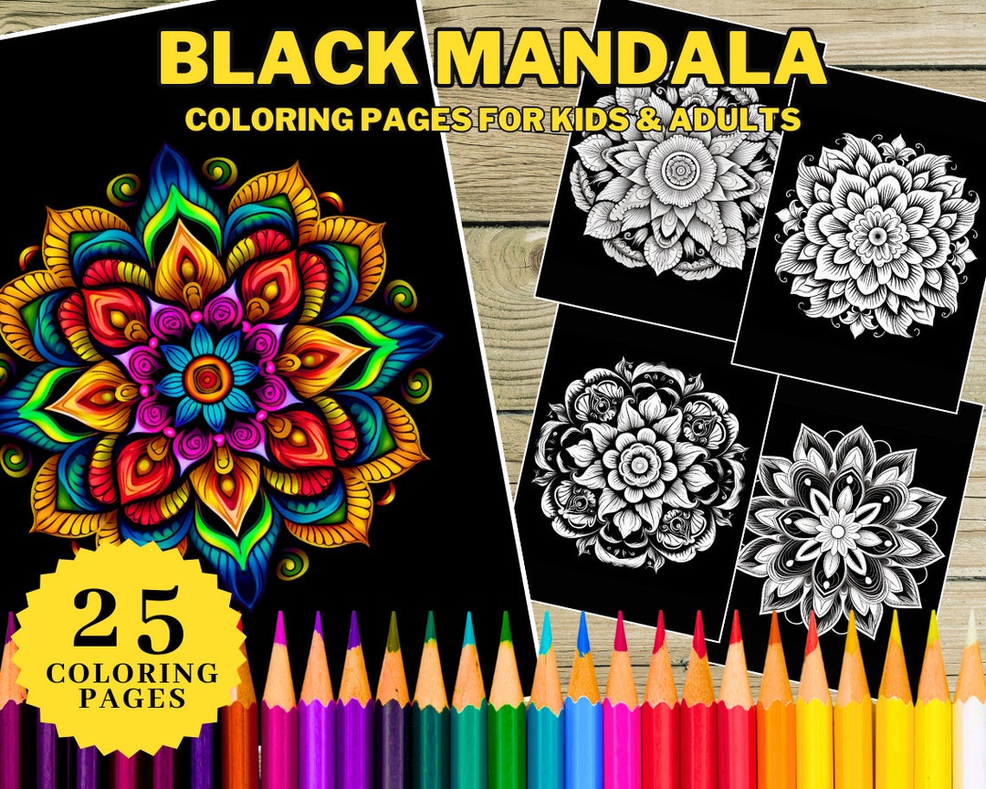 25 Black Mandala Coloringpage Coloring Book for Kids and Adults ...