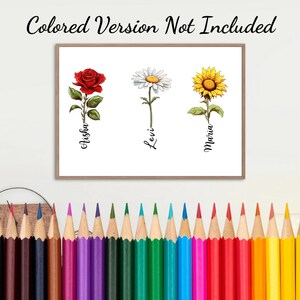 Birth Flower Coloring Birth Month Flowers Set Rose Birthflowers ...