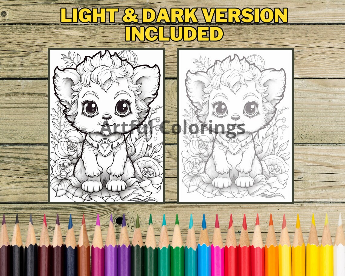 40 Kawaii Animal Coloring Book Page for Kids & Adults, Kawaii Color ...