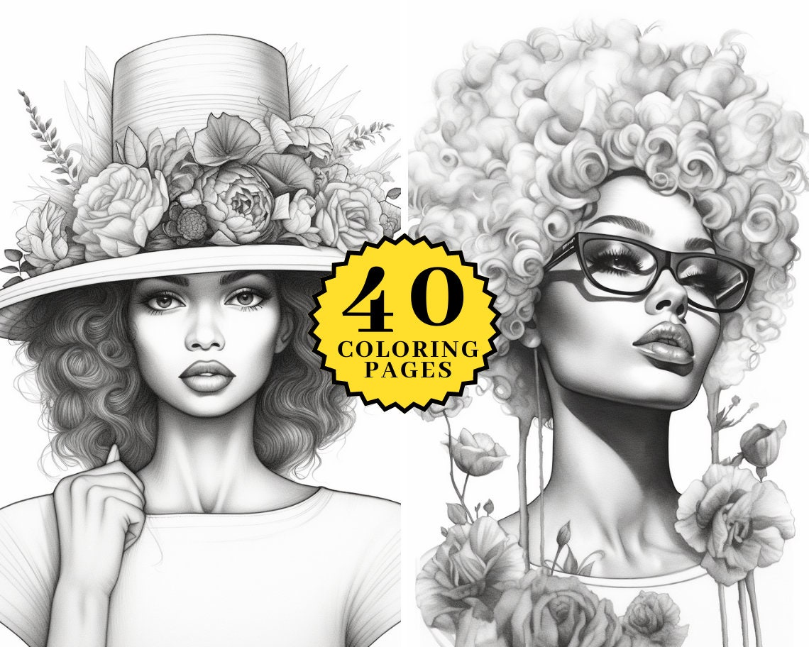 40 Beautiful African Women Coloring Book Page for Kids Adults Black ...