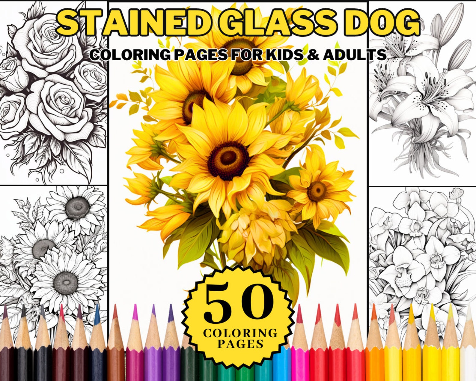 Flower Bouquet Coloring Book Page for Kids & Adults, Birthmonth Flower ...