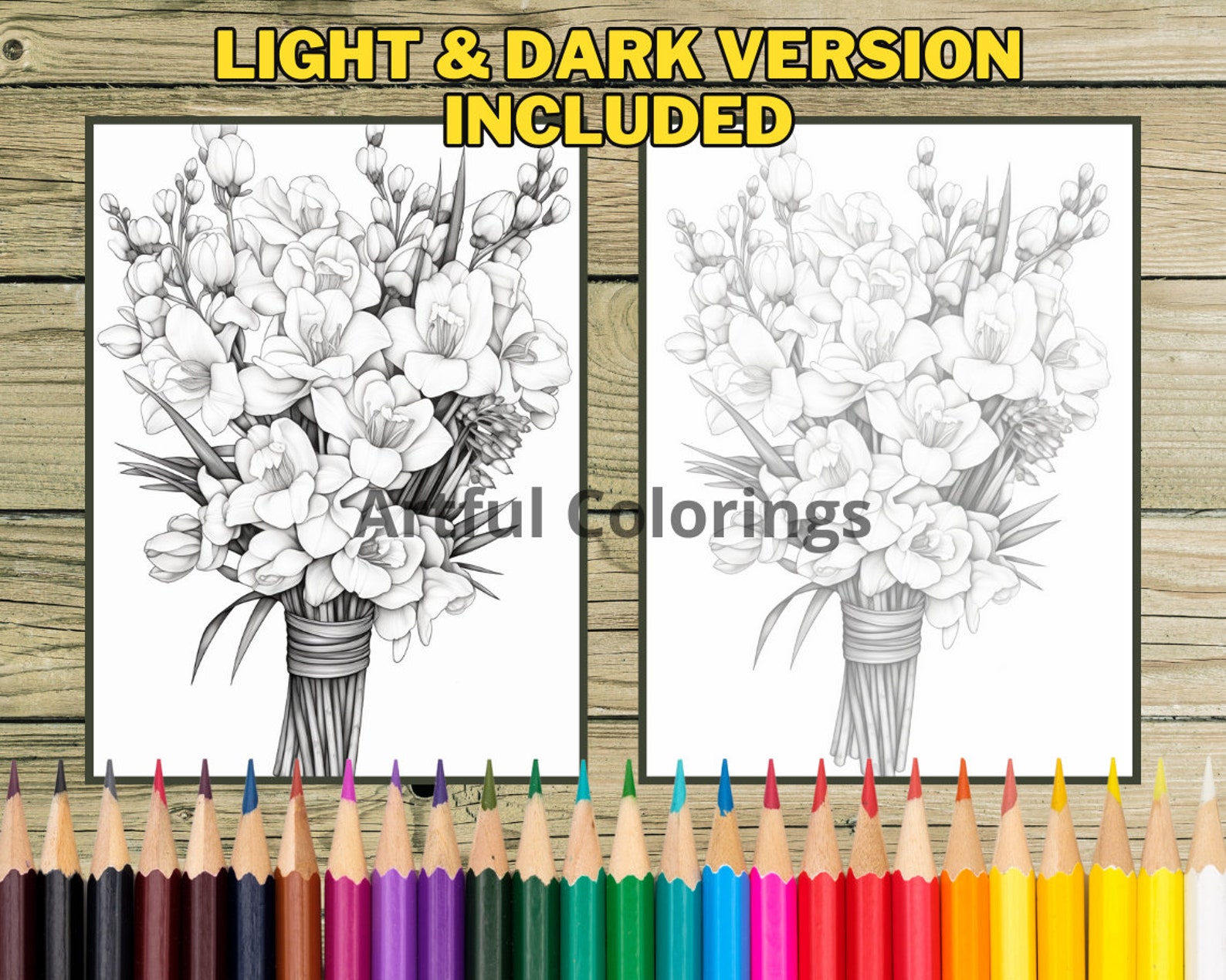 Flower Bouquet Coloring Book Page for Kids & Adults, Birthmonth Flower ...