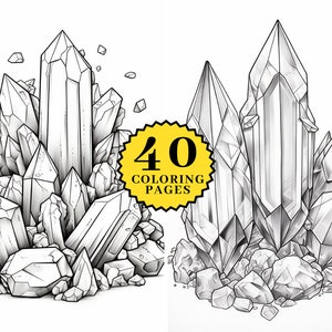 Crystal Coloring Book Pages for Kids & Adults, Grayscale Printable PDF ...