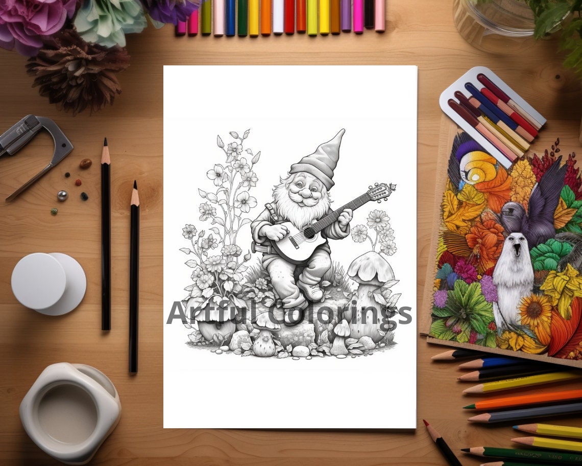 50 Cute Gnome Coloring Book Pages for Kids & Adults, Magical ...