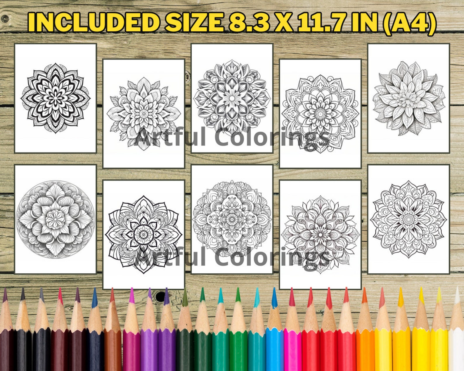 100 Colorful Mandala Digital Download Coloring Book Pages for Kids and ...