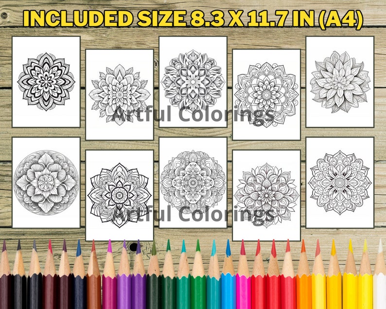 100 Colorful Mandala Digital Download Coloring Book Pages for Kids and ...