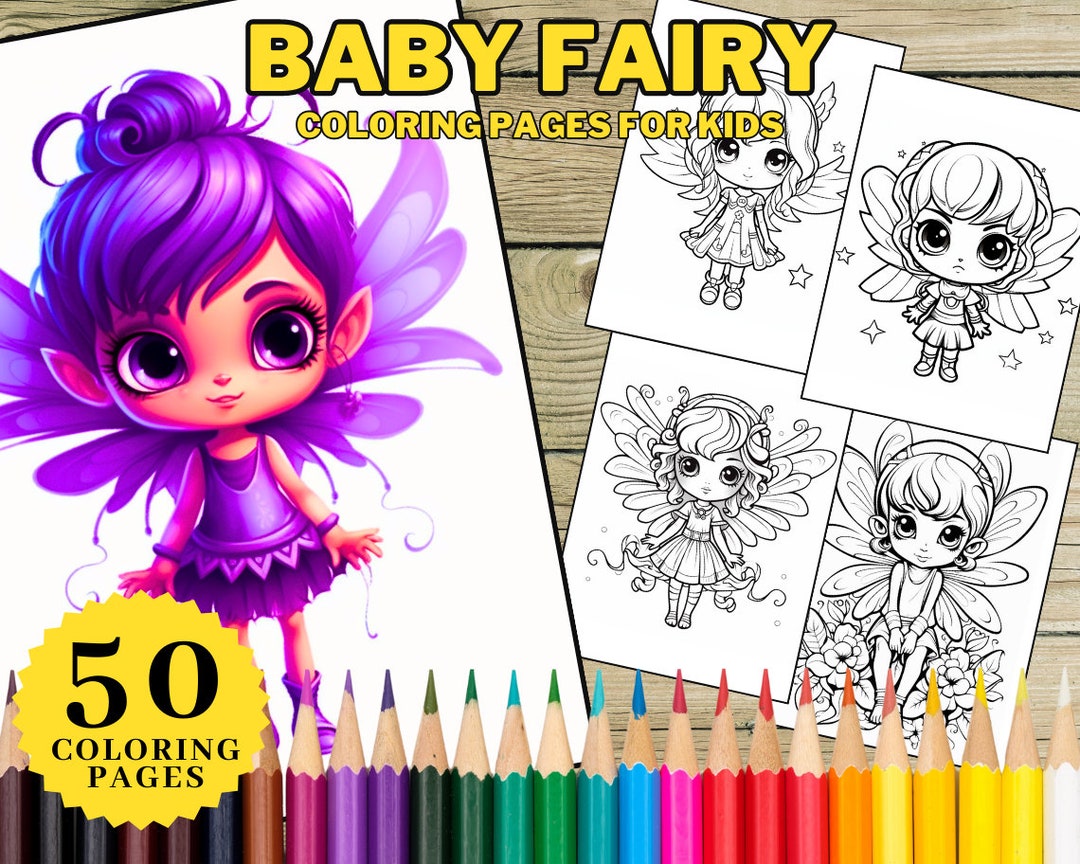 50 Baby Fairy Fantasy Coloring Page Book for Kids & Adult, Digital ...