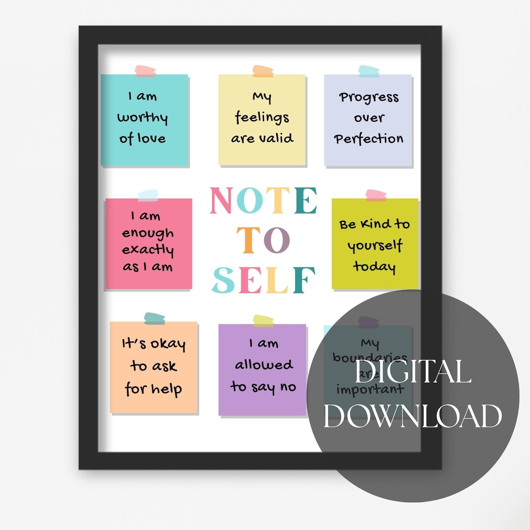 Note to Self Printable Poster for Daily Reminders, Self Worth ...