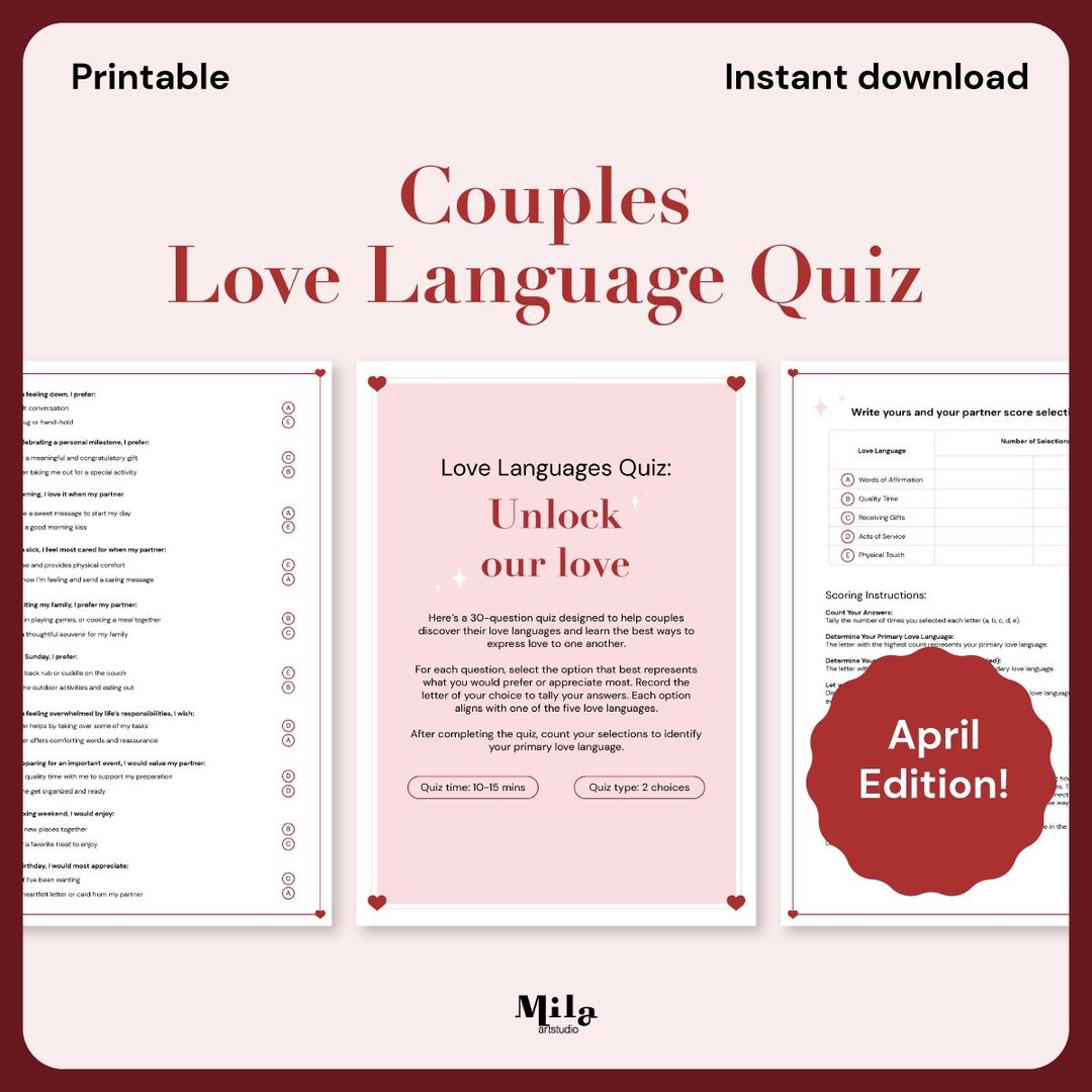 Couples Love Language Quiz, Relationship Love Language Test, Love ...