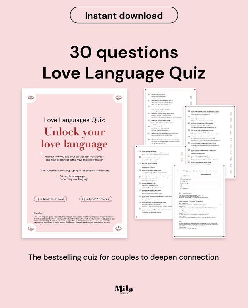 Couples Love Language Quiz: Relationship Test, Printable (PDF Download ...