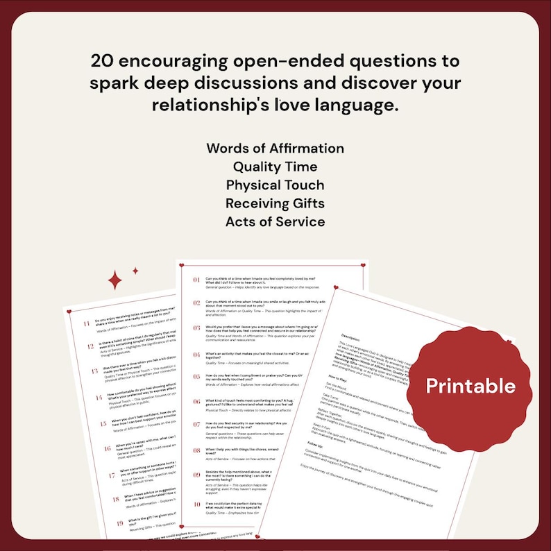 Printable Couples Love Language Quiz, 20 Deep Conversation Starters ...