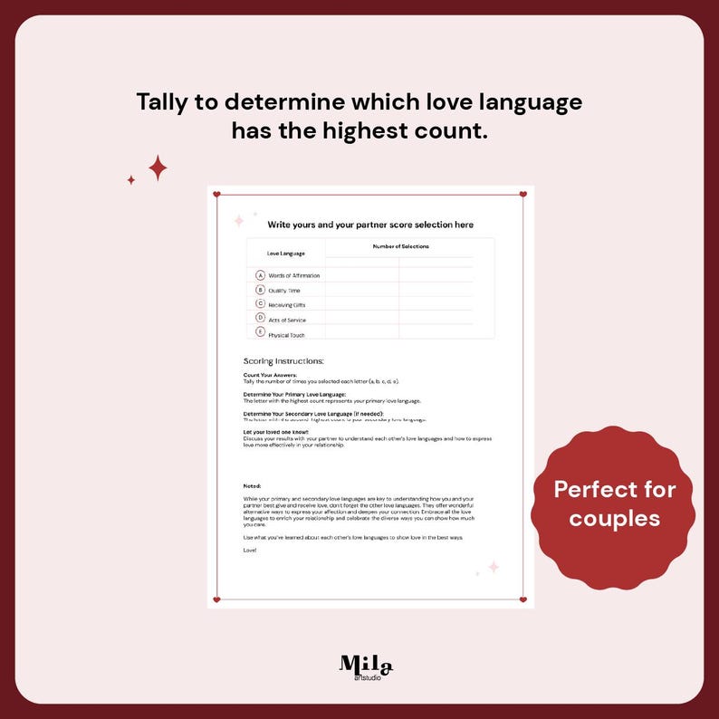 Couples Love Language Quiz, Relationship Love Language Test, Love ...