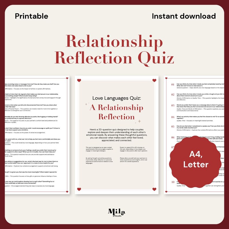 Printable Couples Love Language Quiz, 20 Deep Conversation Starters ...