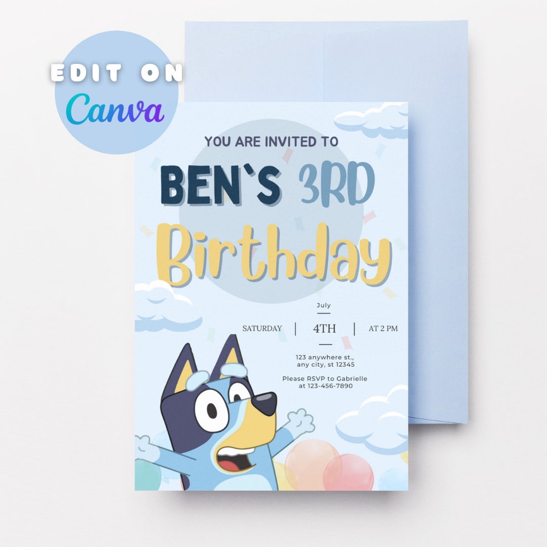 Bluey Editable Birthday Party Invitation, Bluey Invitation, Bluey ...