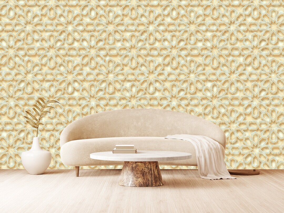 Shiny Gold Geometric Wallpaper Peel and Stick, 3D Gold Wall Decor Non ...
