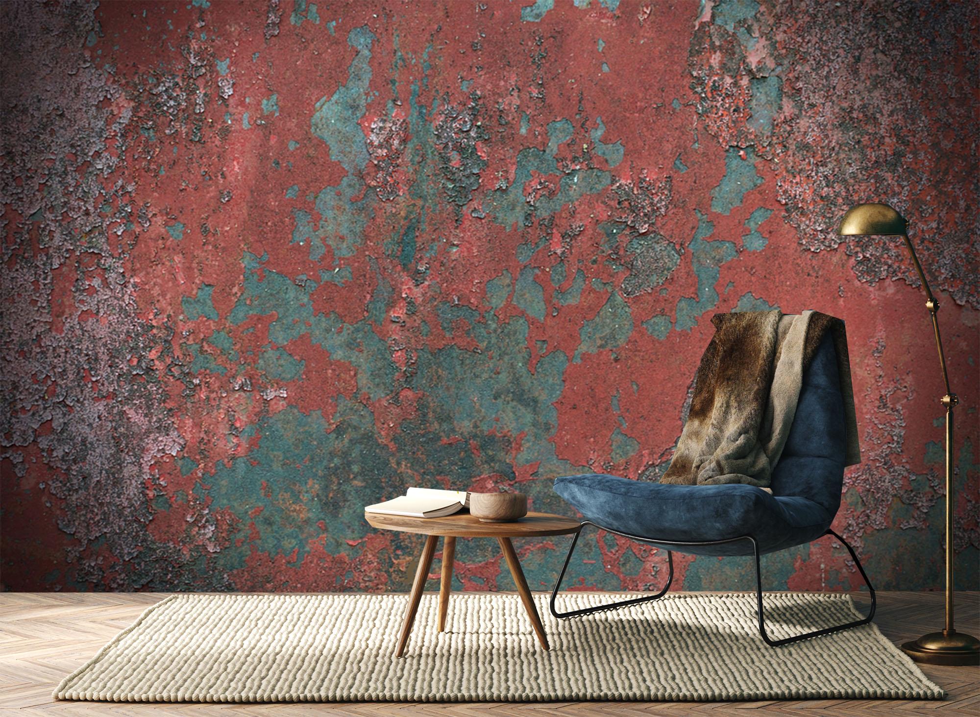 Red Oxide Metal Texture Wallpaper, Red Vintage Look Vintage Peel and ...