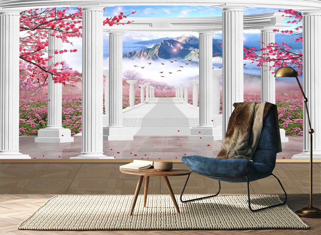 Ancient Column Wallpaper Peel and Stick, 3D Column Wall Decor Non-woven ...