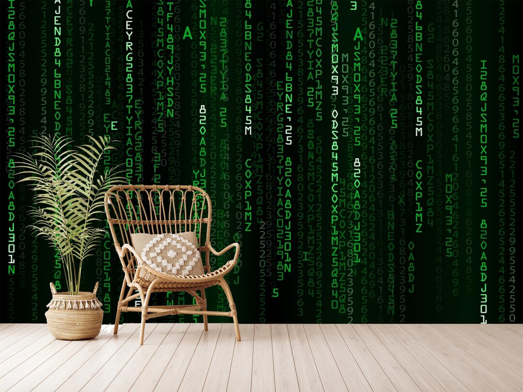 Matrix Wallpaper Peel and Stick, Computer Science Wall Art, Green ...