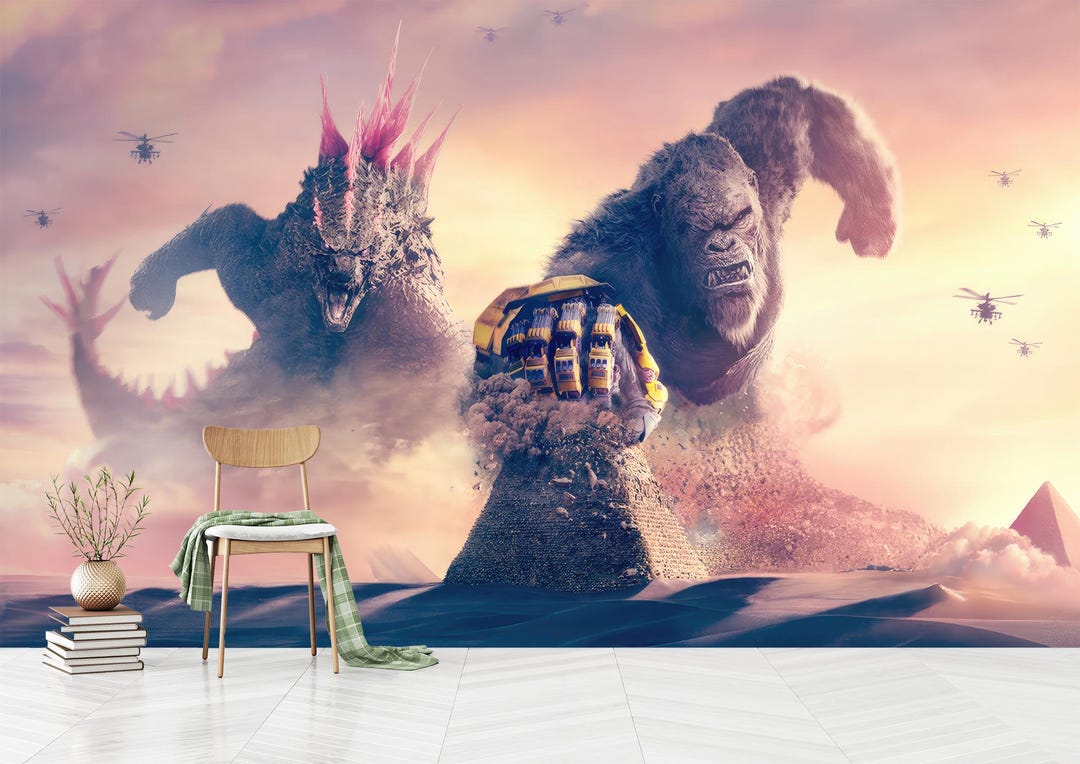 Godzilla and Kong Wallpaper Peel and Stick, Godzilla and Kong Kids Room ...